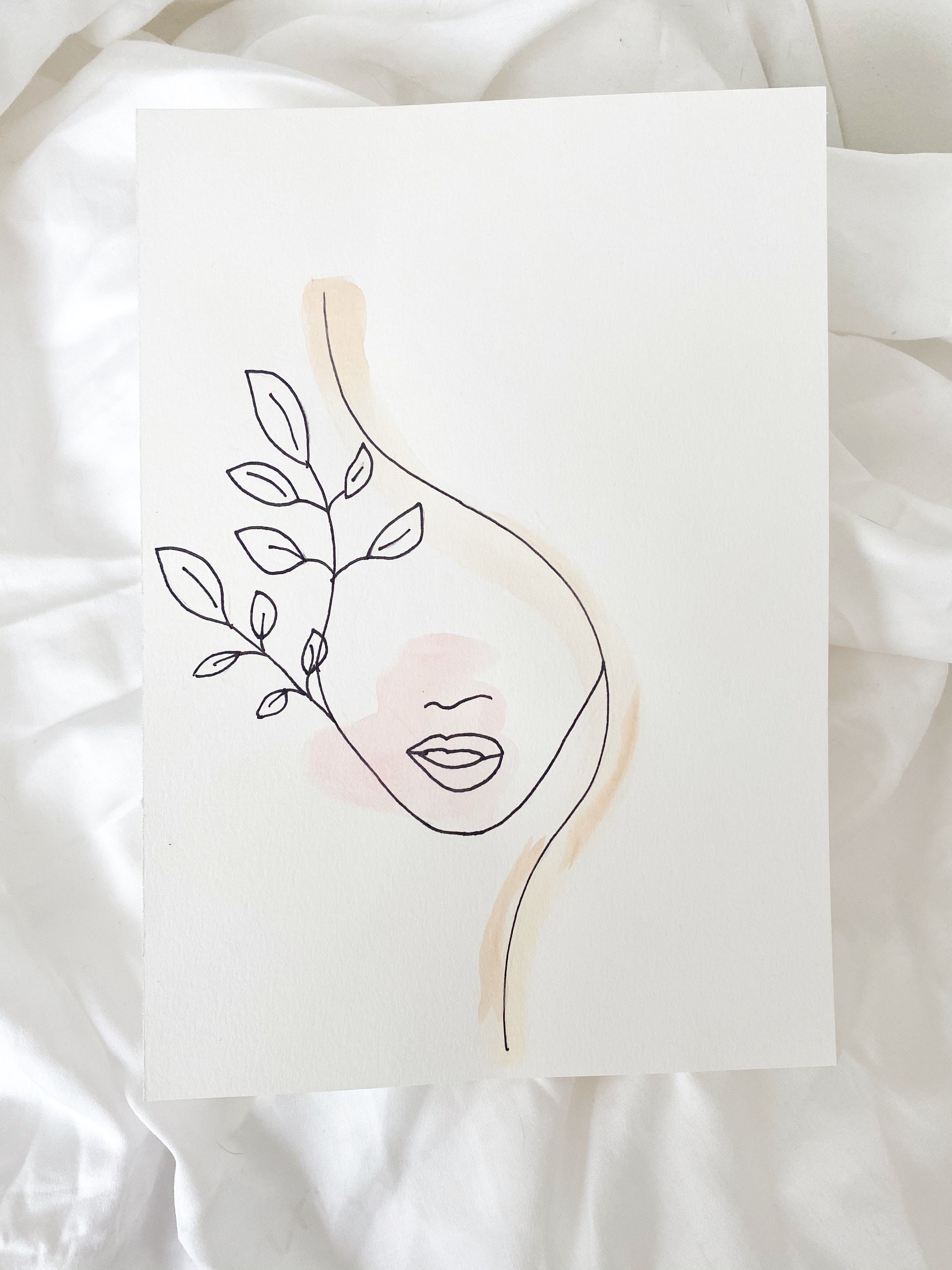 Modern Line Drawing Minimalist Modern Painting Watercolour - Etsy