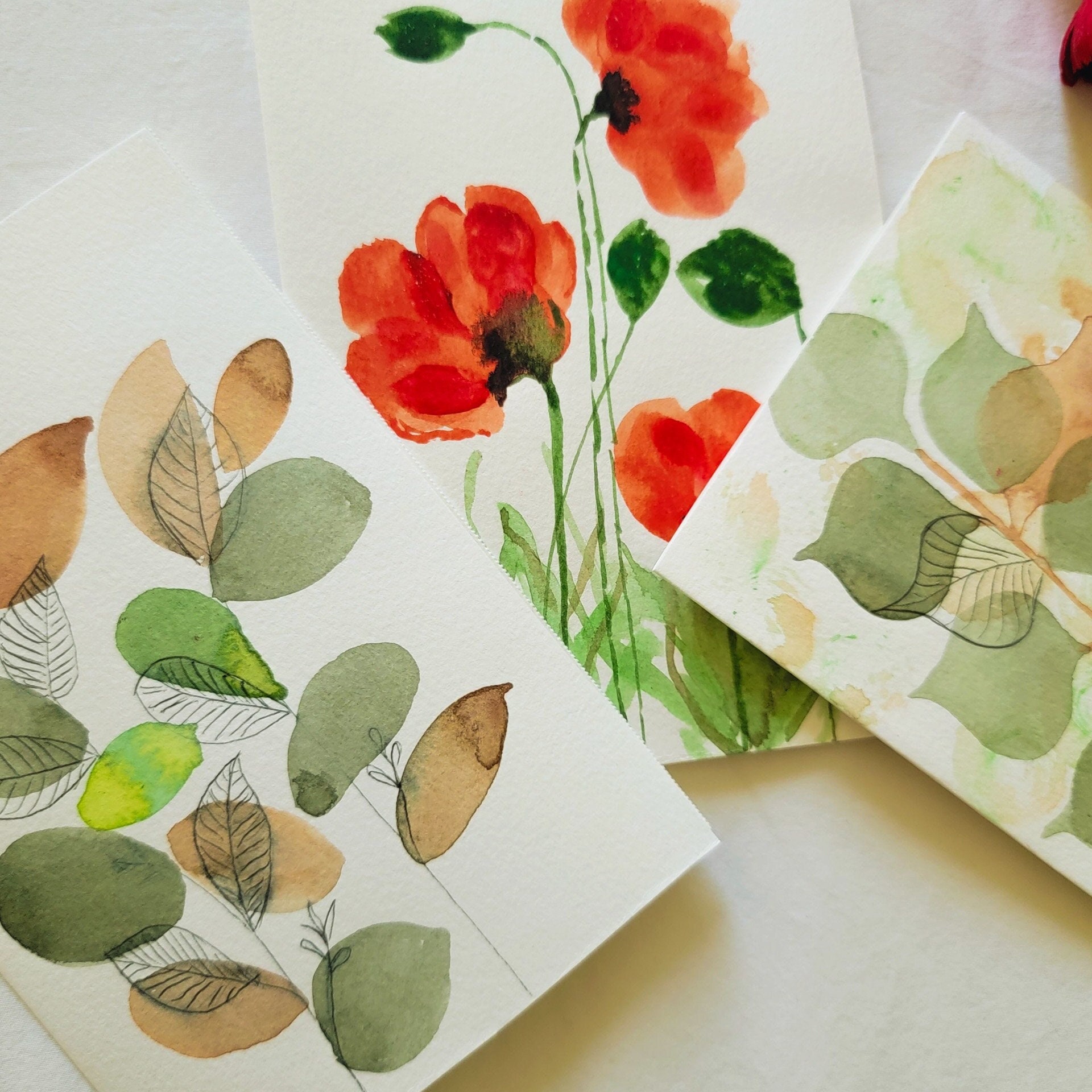 Handmade Note Cards Set Handpainted Watercolor Blank Note - Etsy