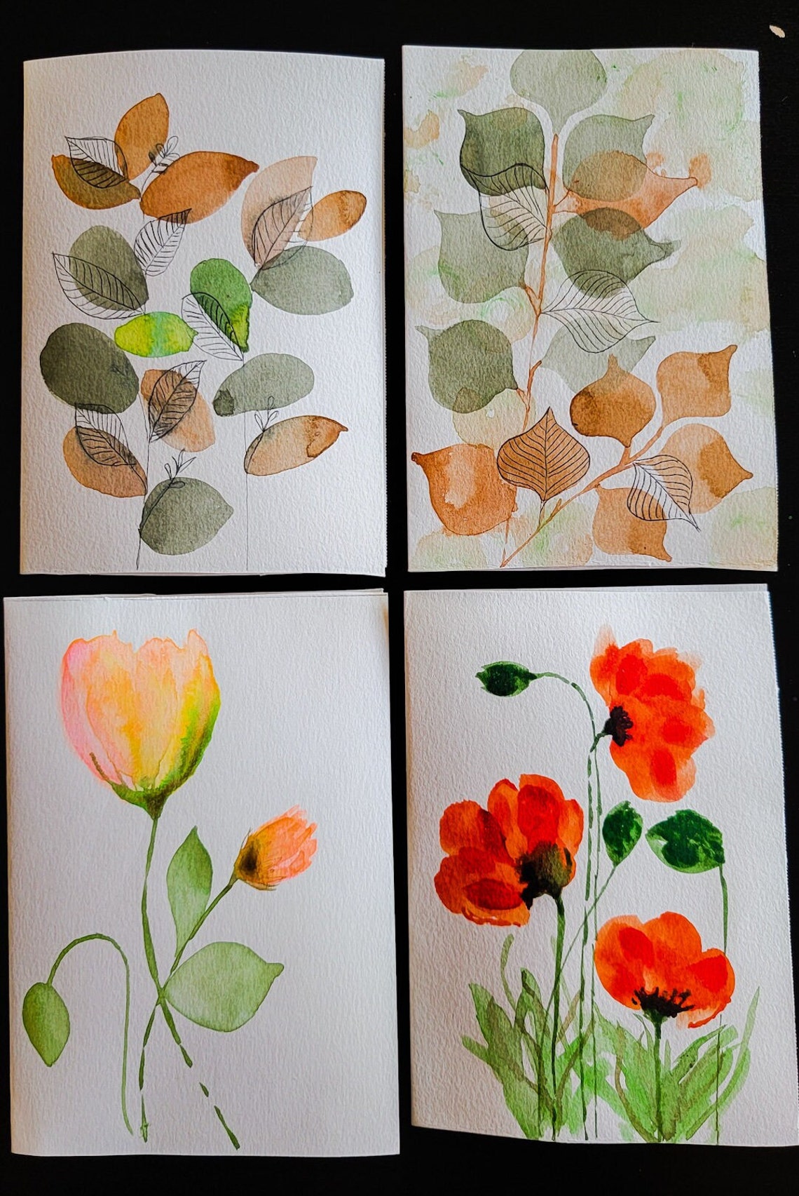 Handmade Note Cards Set Handpainted Watercolor Blank Note - Etsy