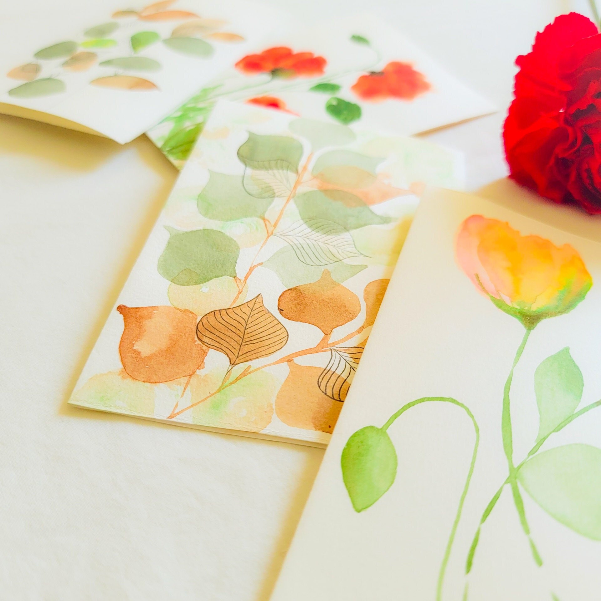 Handmade Note Cards Set Handpainted Watercolor Blank Note - Etsy