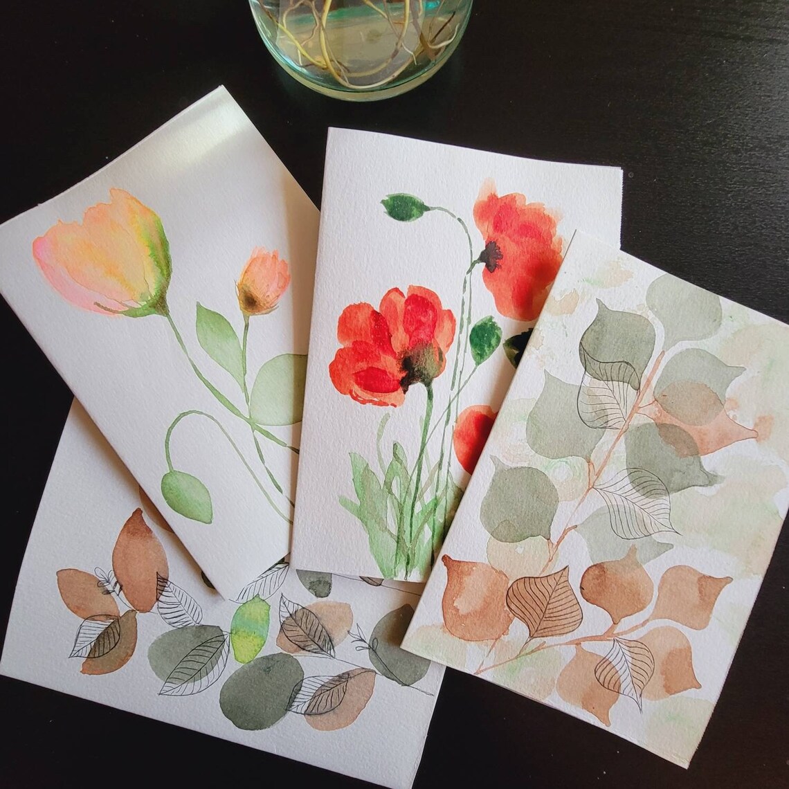Handmade Note Cards Set Handpainted Watercolor Blank Note - Etsy