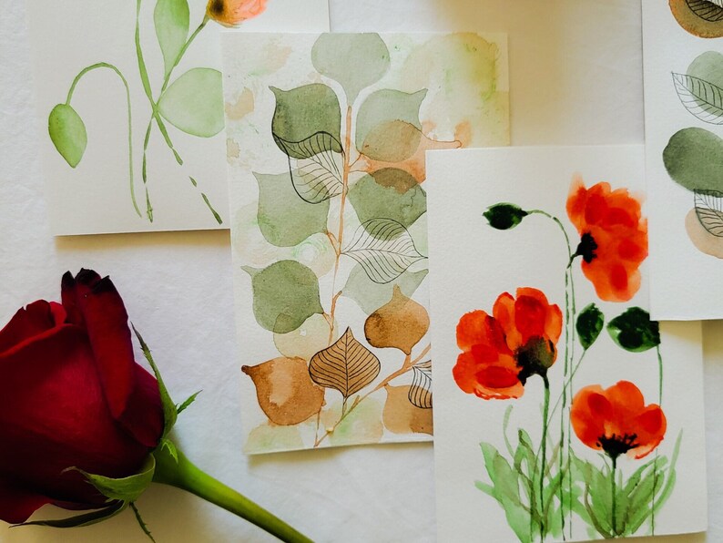 Handmade Note Cards Set Handpainted Watercolor Blank Note - Etsy