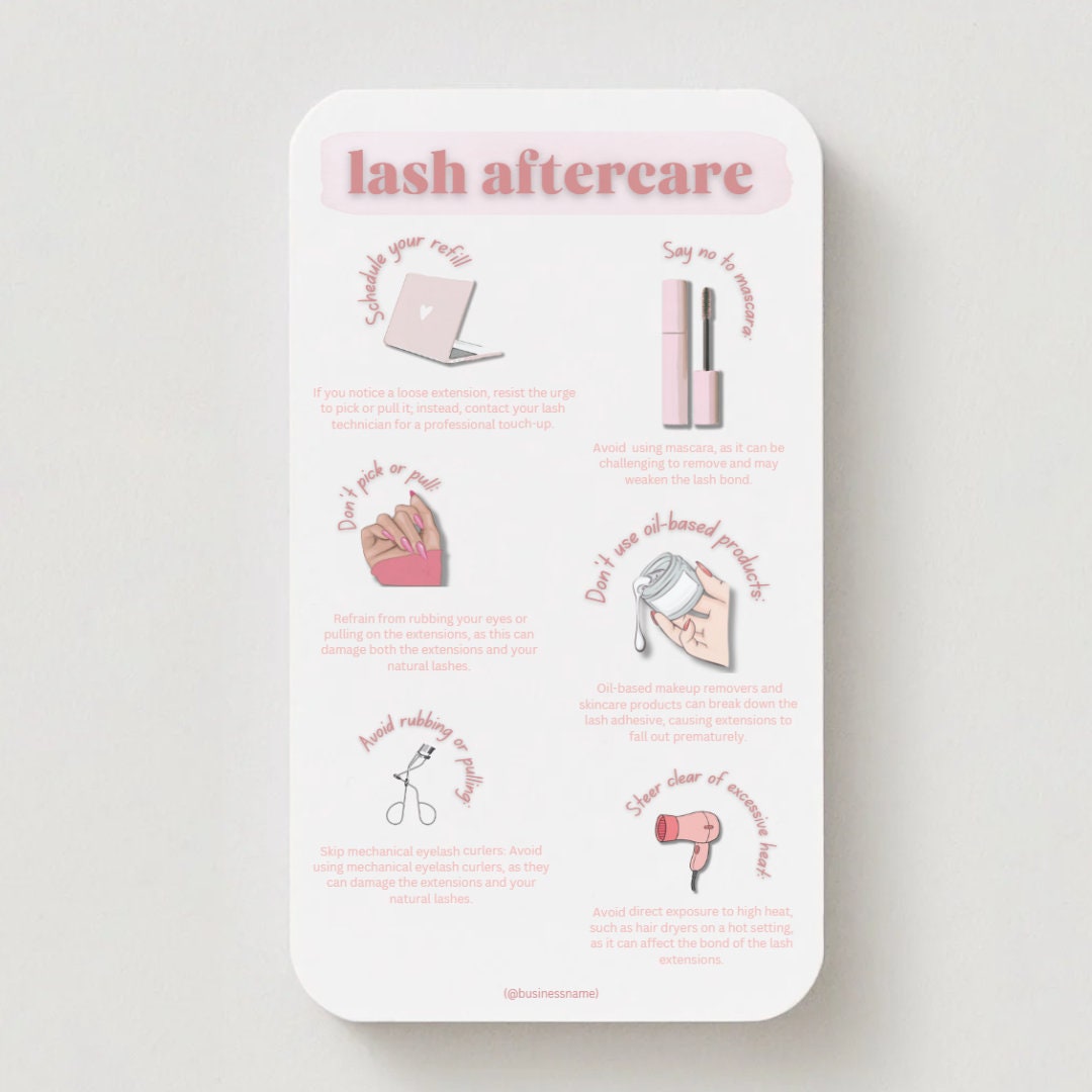 Pink Beige Lash Extensions After Care Card - Etsy