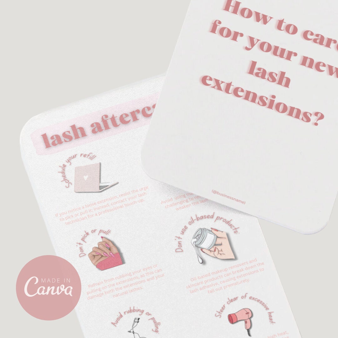 Pink Beige Lash Extensions After Care Card - Etsy