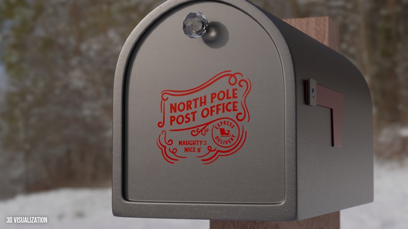 North Pole Post Office, Vinyl Decal, Christmas Themed Decal for Home ...