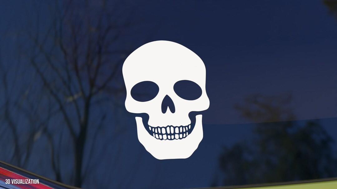 Smiling Skull, Happy Skeleton, Vinyl Decal, Car Window Decal, DIY ...