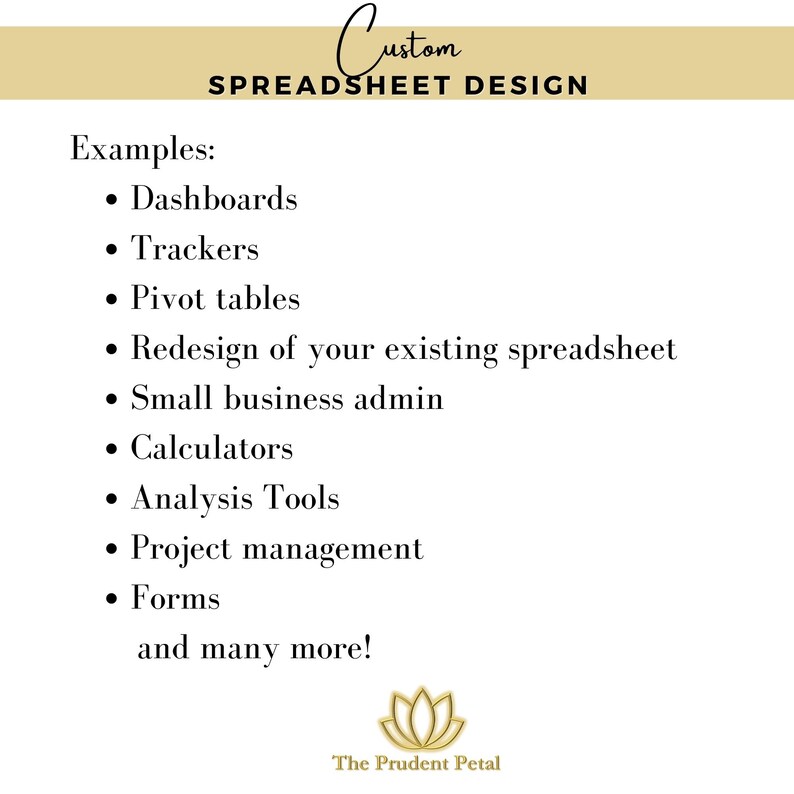 Custom Spreadsheet Design - Custom Excel Template - Etsy