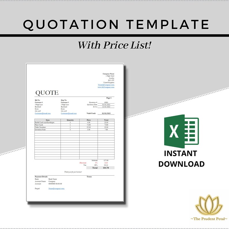 Quote Template With Price List - Etsy
