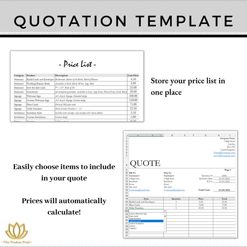 Quote Template With Price List - Etsy