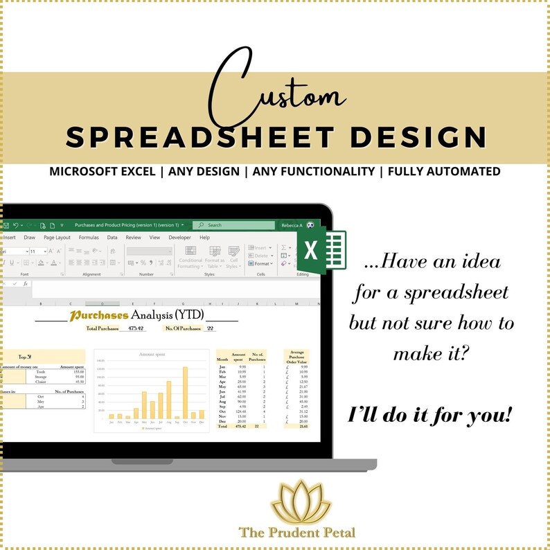 Custom Spreadsheet Design - Custom Excel Template - Etsy