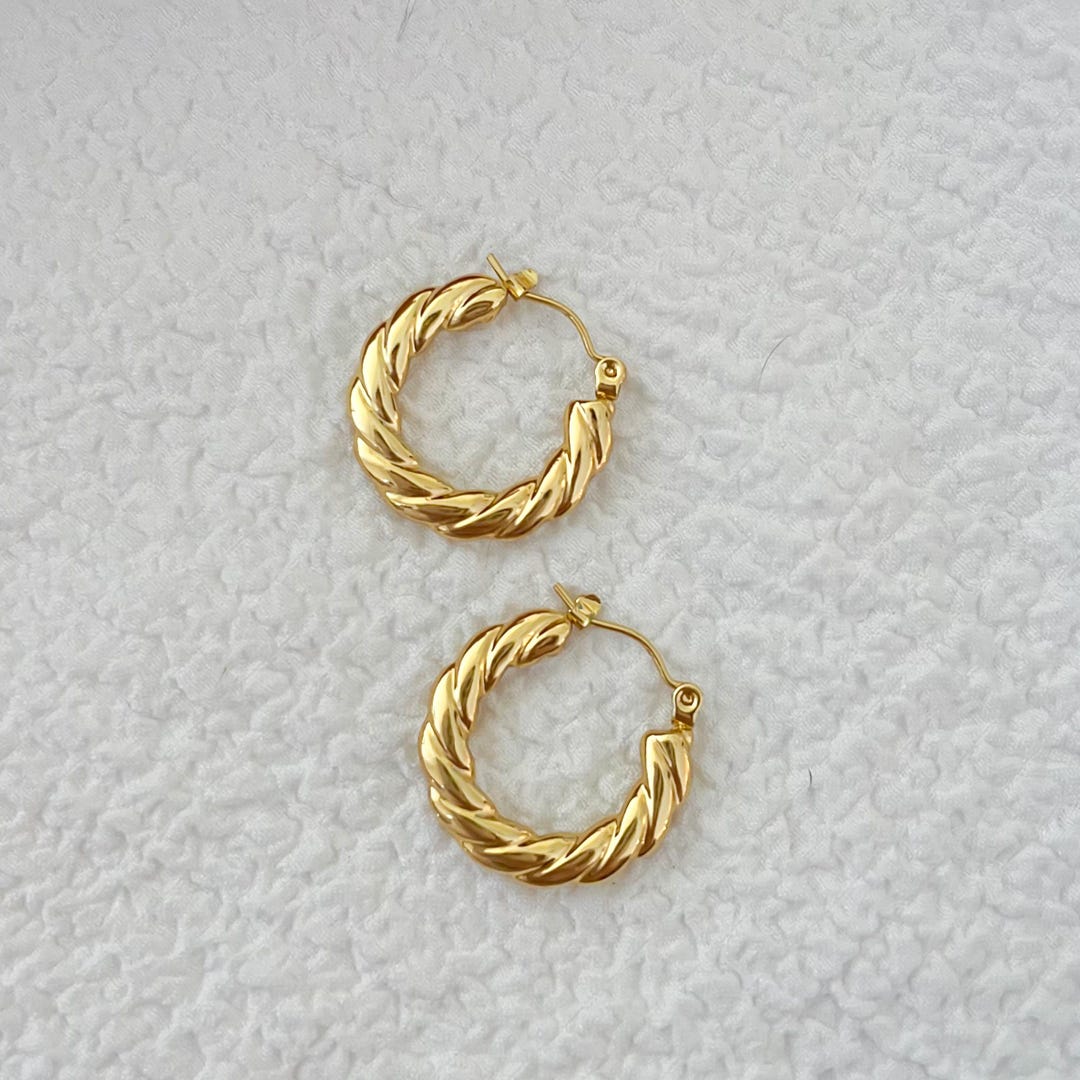 Gold Chunky Hoops, Gold Plated Hoop Earrings, Simple Gold Chunky Hoops ...