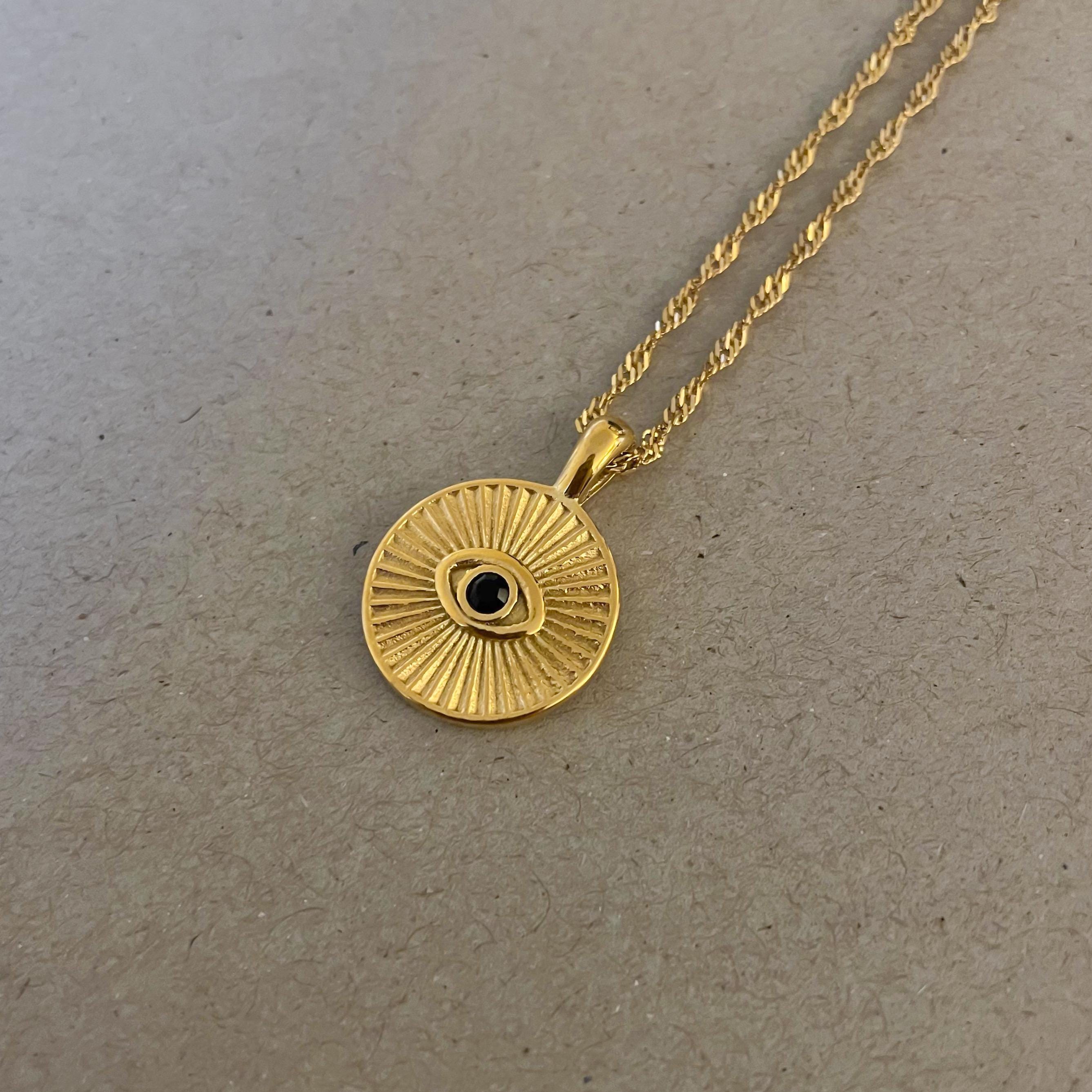 Evil Eye Gold Necklace - Evil Eye Jewellery - Guft for Her - Gold ...
