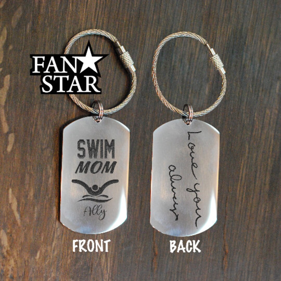 Custom SWIMMER MOM Keychain|choose Your Image|handwriting & Font ...