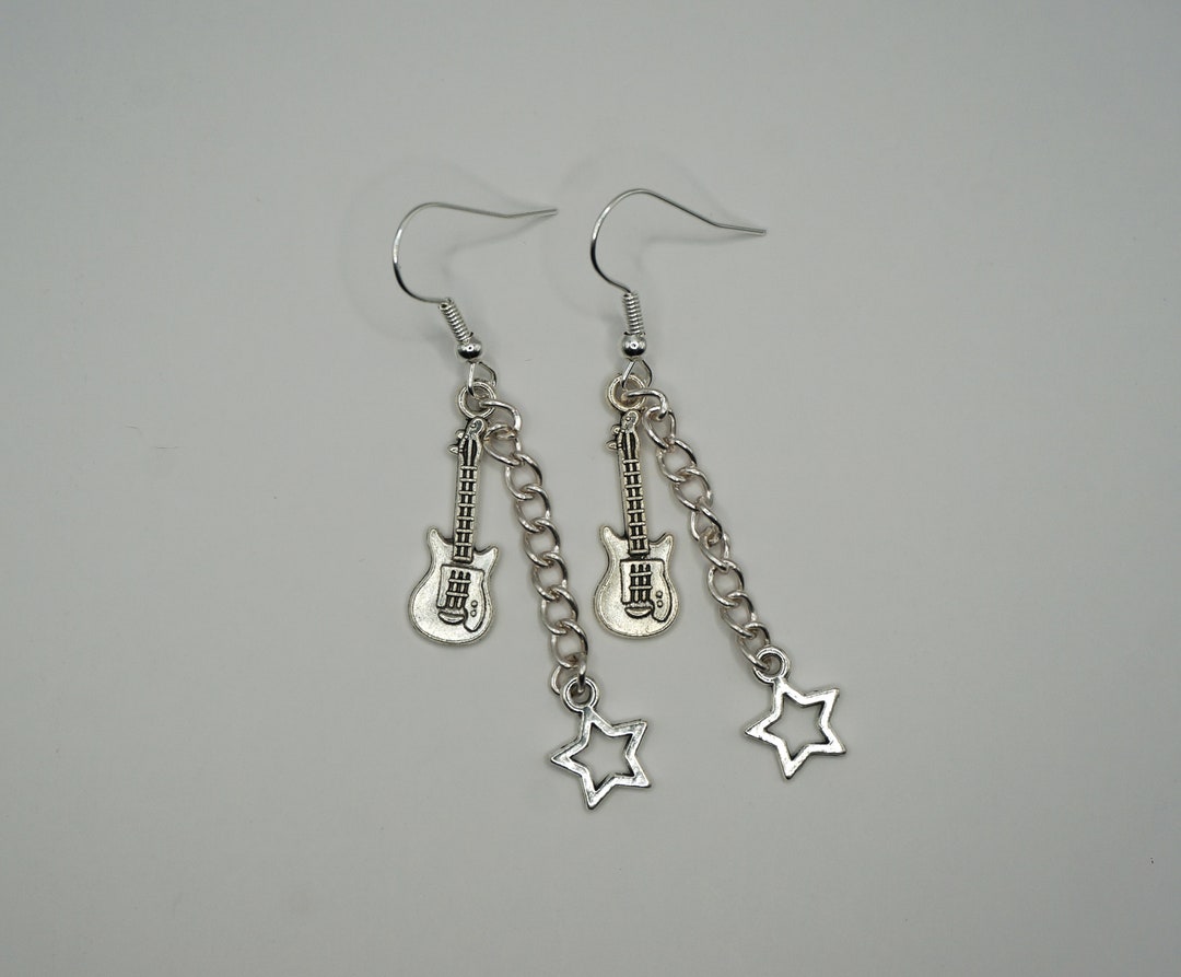 Y2k Rockstar Dangle Earrings, 2000s Star Guitar - Etsy