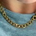 Gold Chunky Rolo Chain Necklace, Thick 24k Gold Plated Rolo Link Chain ...