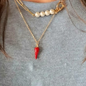 Gold Chili Pepper Necklace, Gold Plated Red Enamel Chili Pepper Charm ...