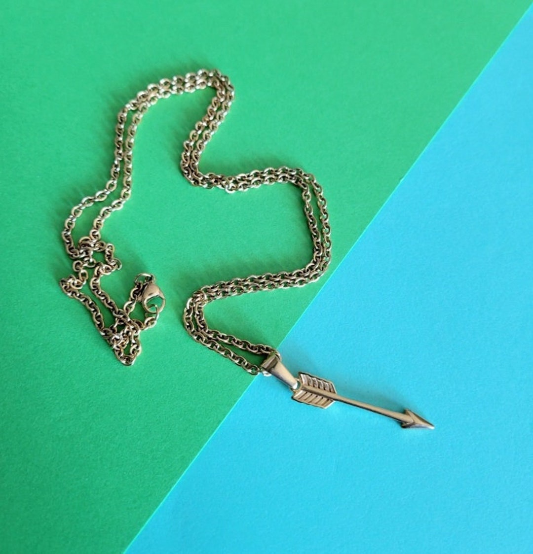 Gold Long Arrow Necklace, 18k Stainless Steel Long Skinny Arrow Charm ...