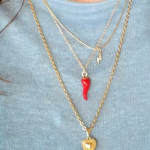 Gold Chili Pepper Necklace, Gold Plated Red Enamel Chili Pepper Charm ...