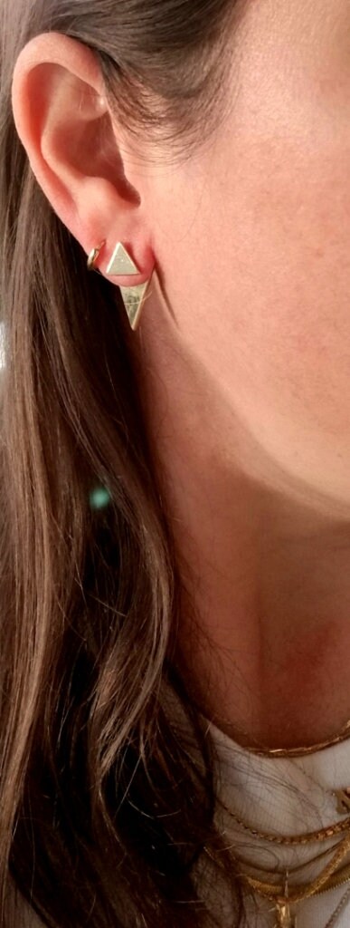 Large Triangle Ear Jackets 24k Gold Plated Triangle Backing - Etsy