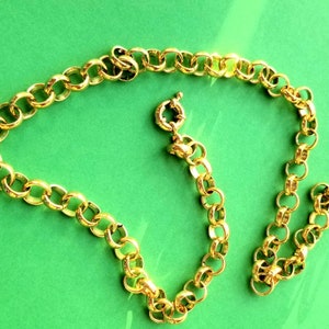Gold Chunky Rolo Chain Necklace, Thick 24k Gold Plated Rolo Link Chain ...