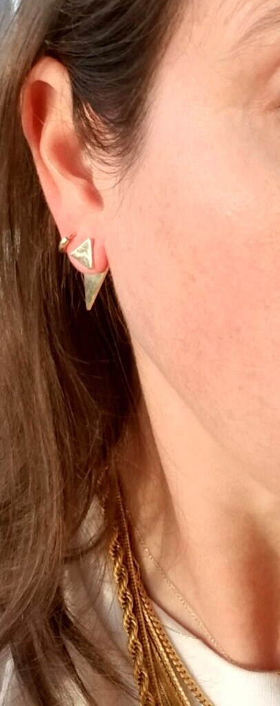 Large Triangle Ear Jackets 24k Gold Plated Triangle Backing - Etsy