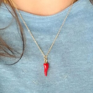 Gold Chili Pepper Necklace, Gold Plated Red Enamel Chili Pepper Charm ...