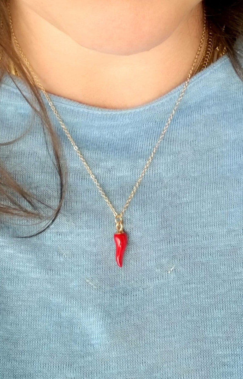 Gold Chili Pepper Necklace, Gold Plated Red Enamel Chili Pepper Charm ...