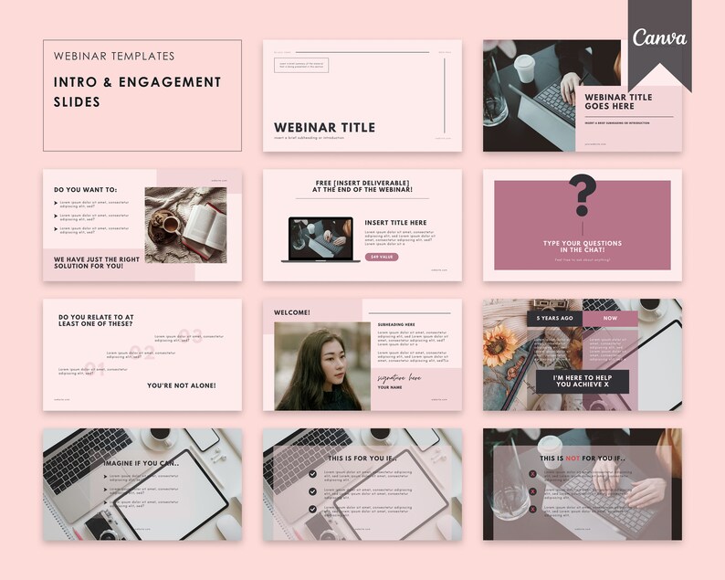 Pink Webinar Template & Slide Deck Template Canva, Course Webinar ...