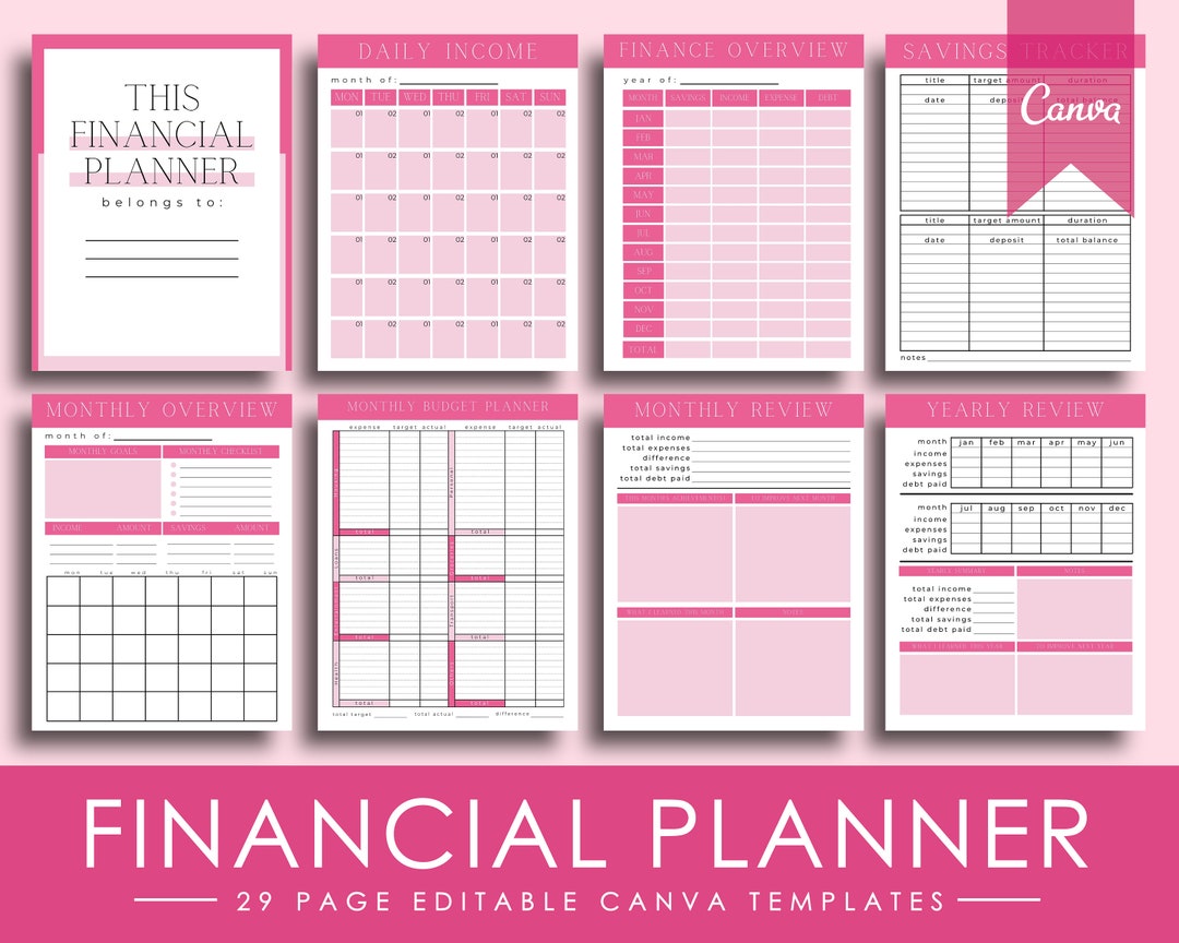 Finance Planner Canva Template, Editable Budget Planner Canva, Canva ...
