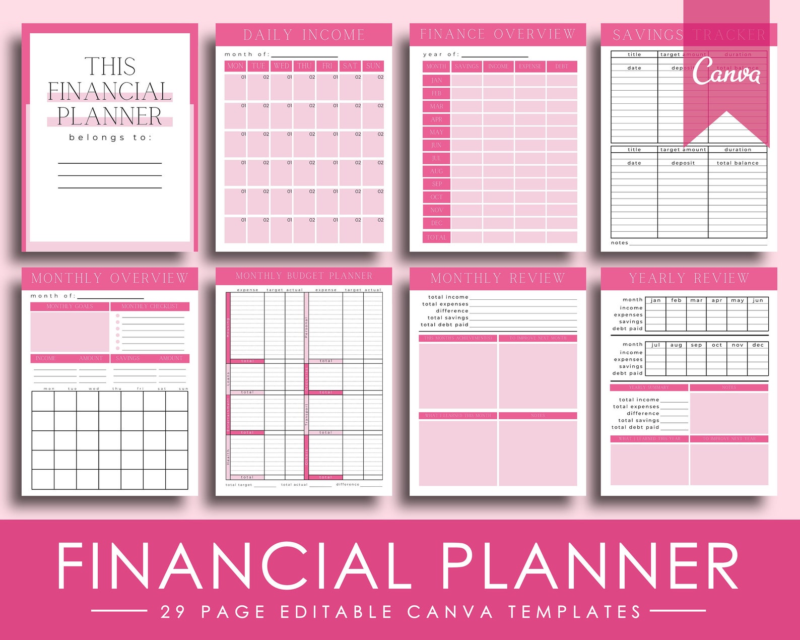 Finance Planner Canva Template, Editable Budget Planner Canva, Canva ...