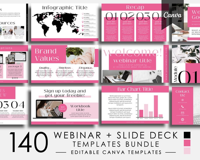 Webinar Template & Slide Deck Presentation Template Canva, Course ...