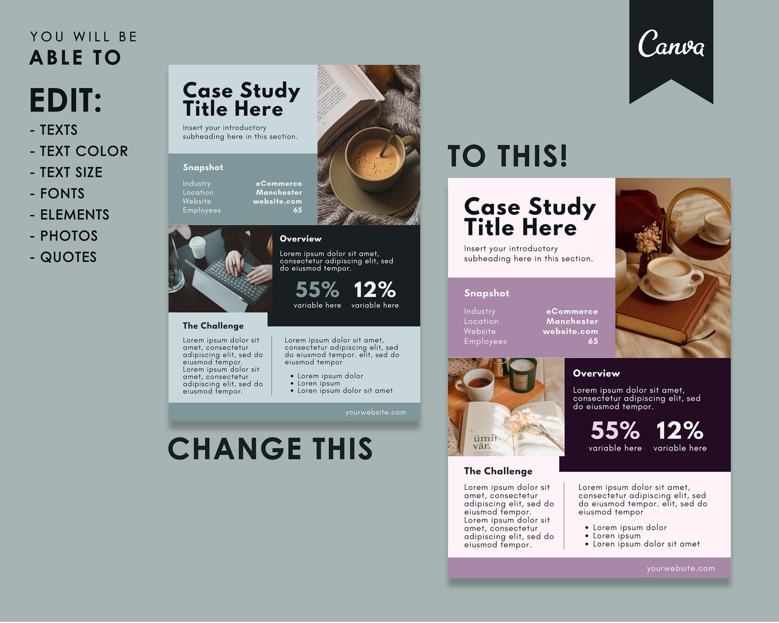 Case Study Template | Editable Case Study Flyer Template Canva ...