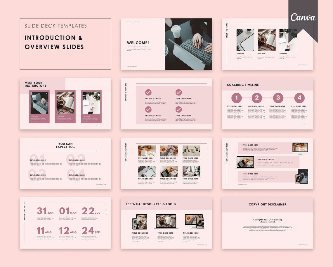 Pink Webinar Template & Slide Deck Template Canva, Course Webinar ...