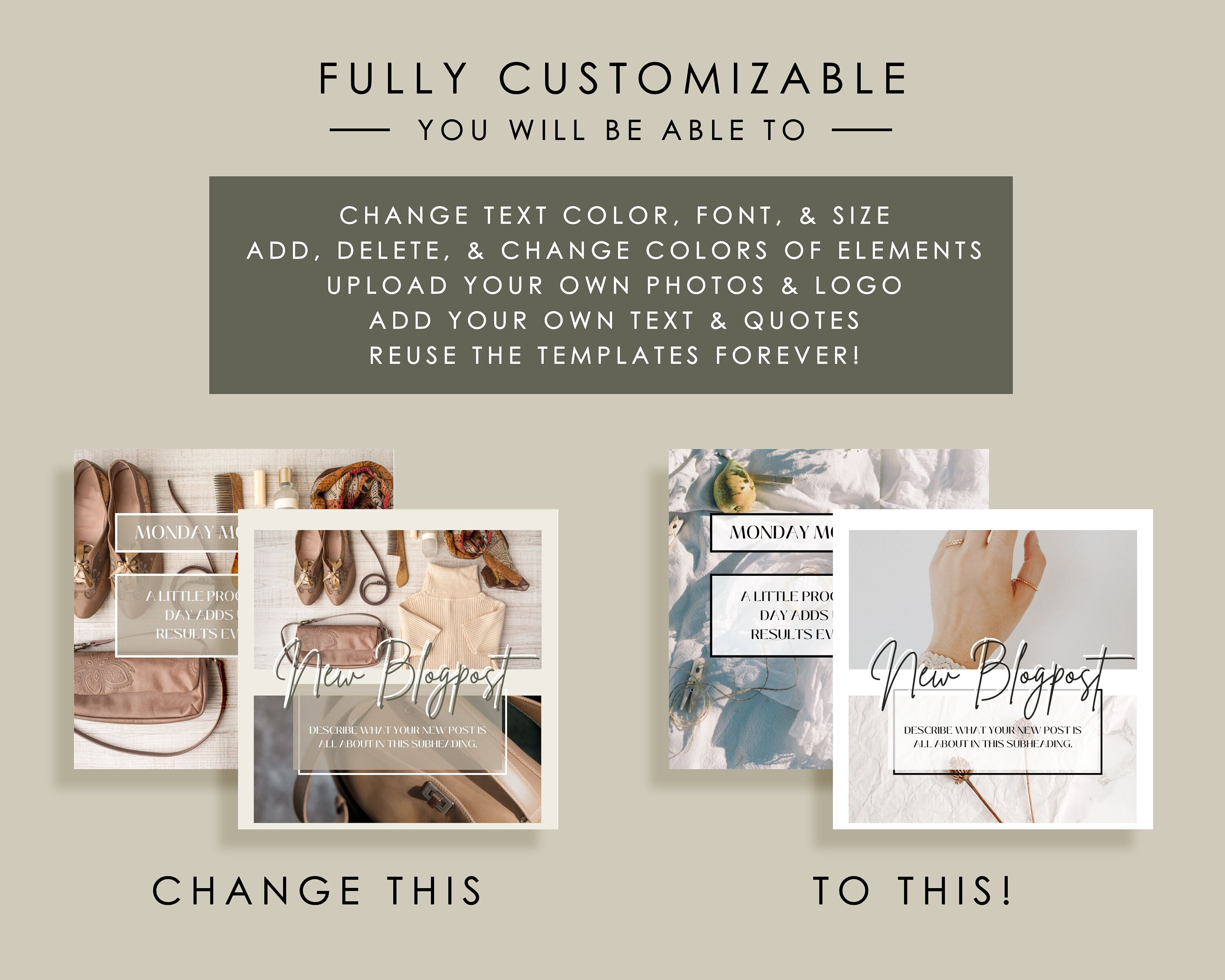 50 Neutral Minimalist Instagram Post Templates Canva - Etsy