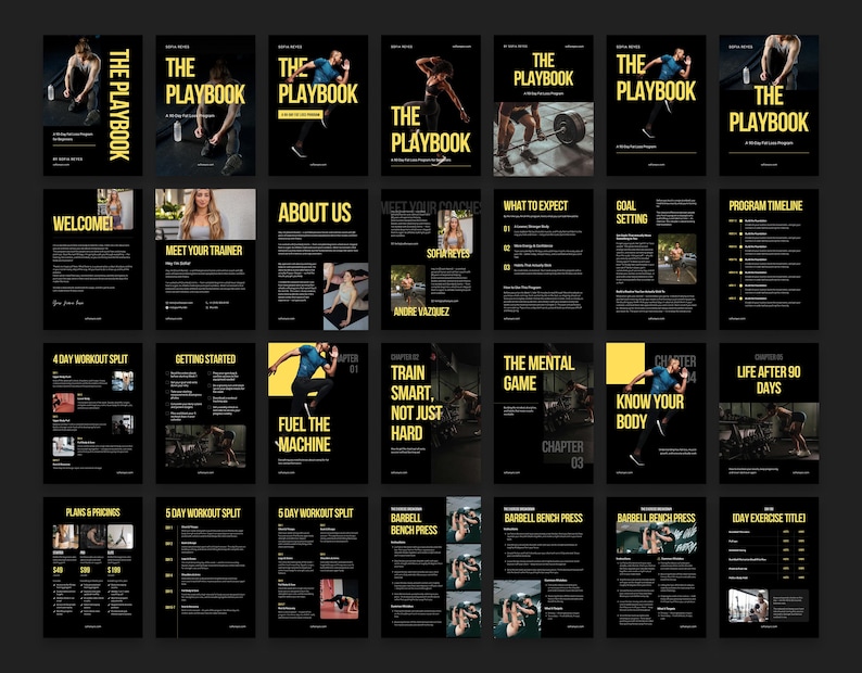 Fitness Ebook Template, Workout Program Planner, Wellness Yoga Coach ...