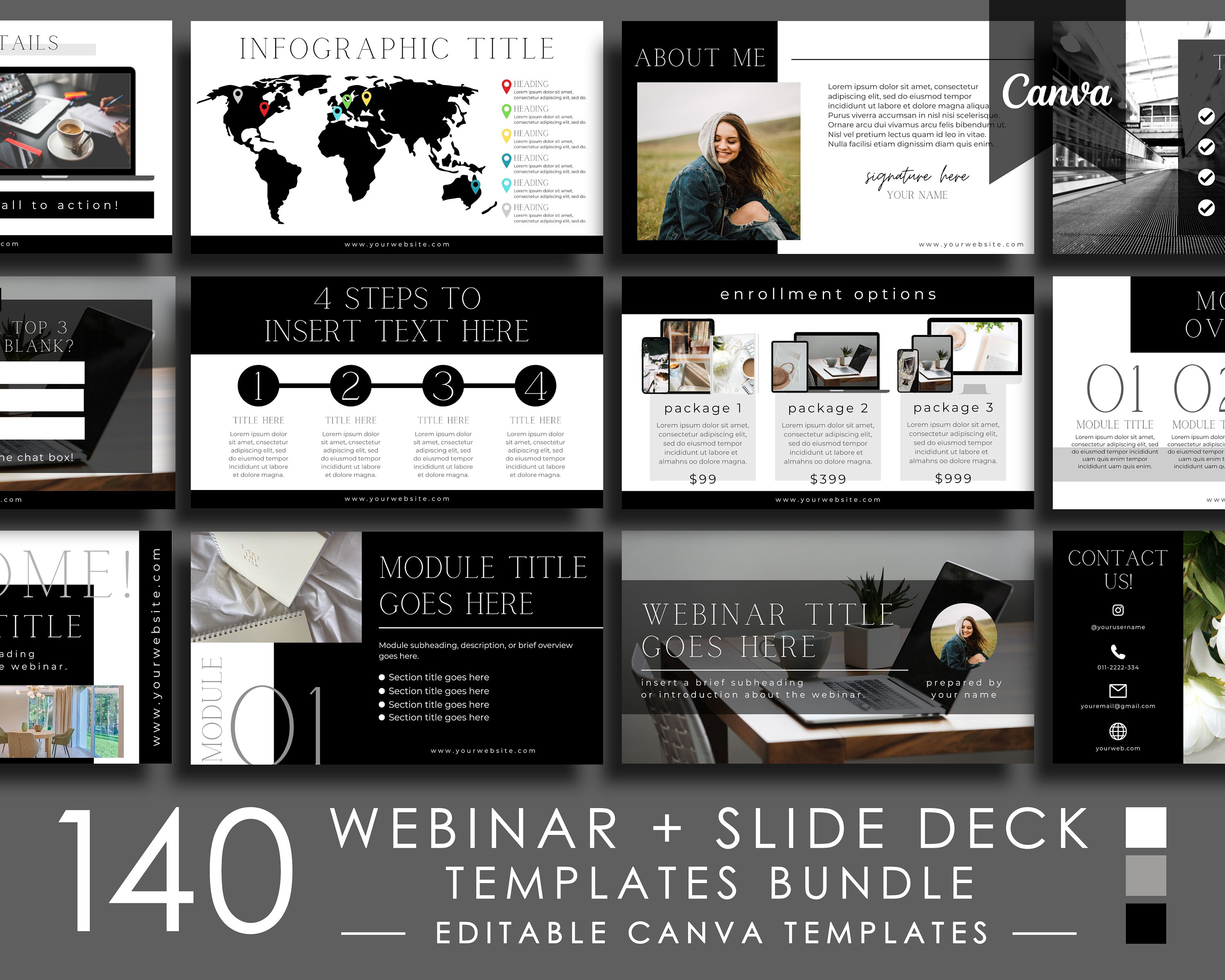 Webinar Template & Slide Deck Template Canva, Course Webinar ...