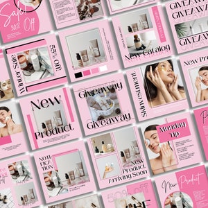 50 Minimalist Pink Beauty & Skincare Instagram Post Templates Canva for ...