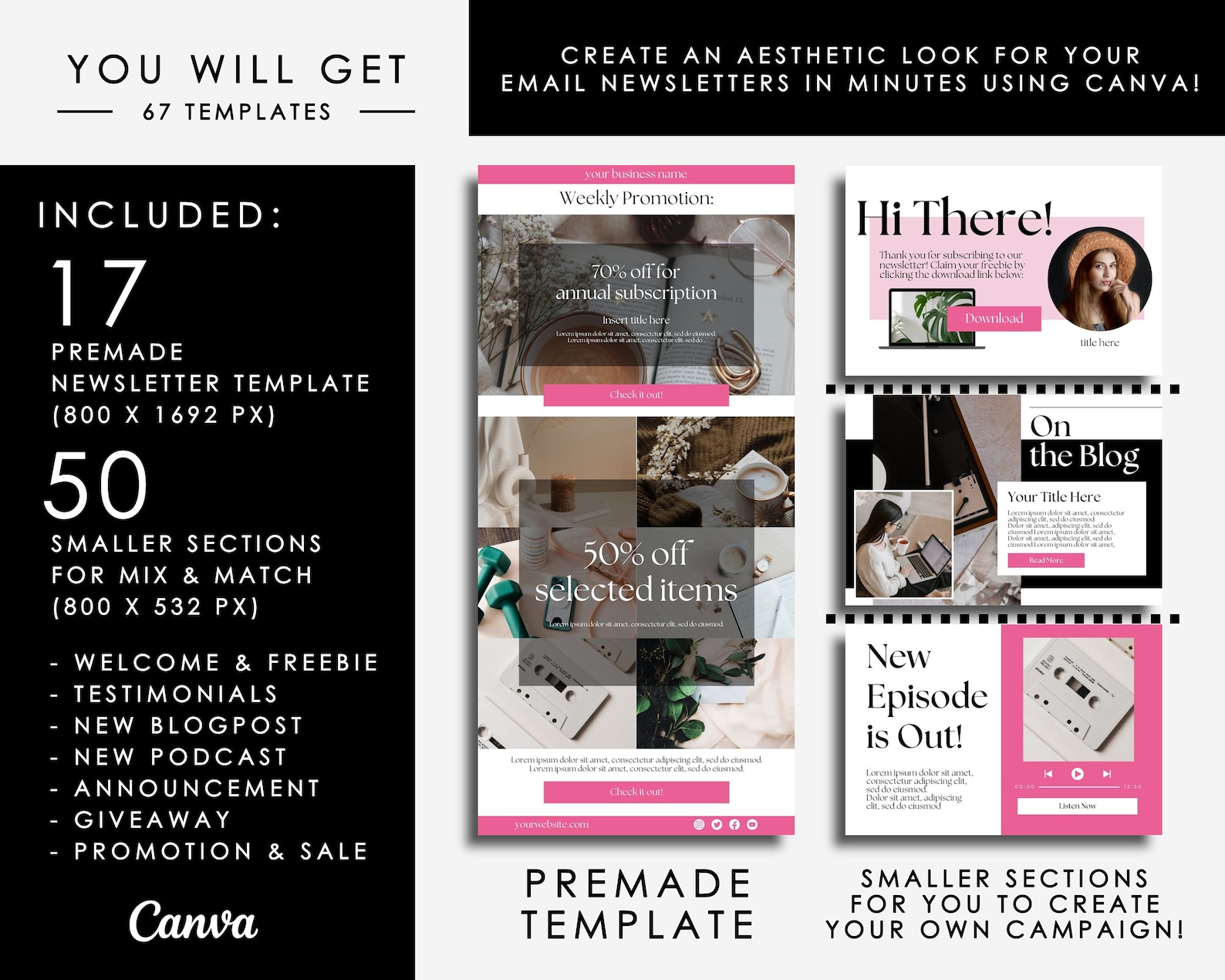 Email Newsletter Template Canva, Marketing Template Kit, Email ...