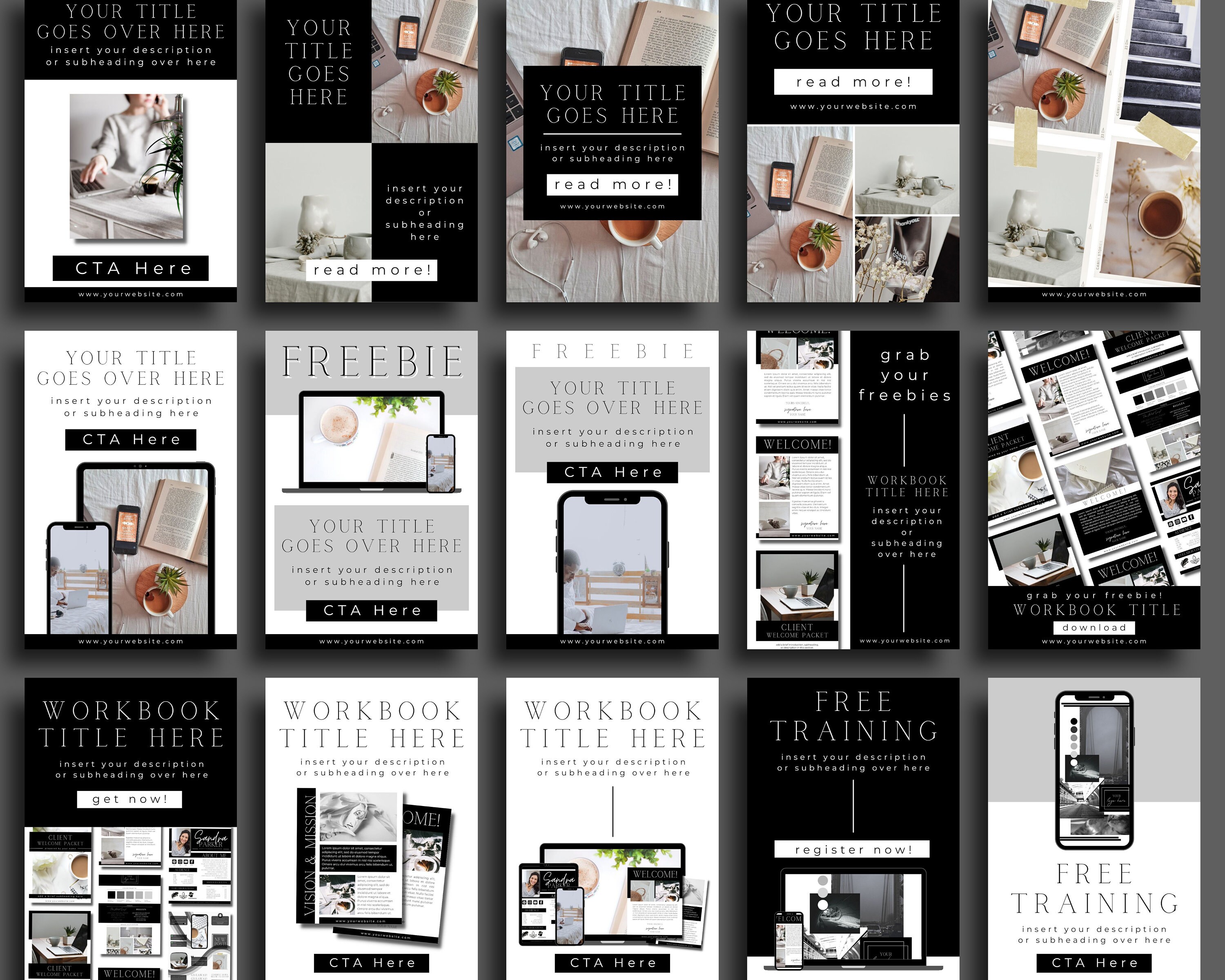 Pinterest Templates Canva, Pinterest Marketing Template for Blogger ...