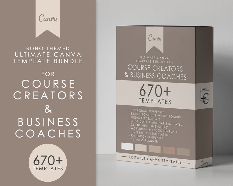 Canva Templates Bundle, Boho Coaching Business Template Toolkit, Life ...