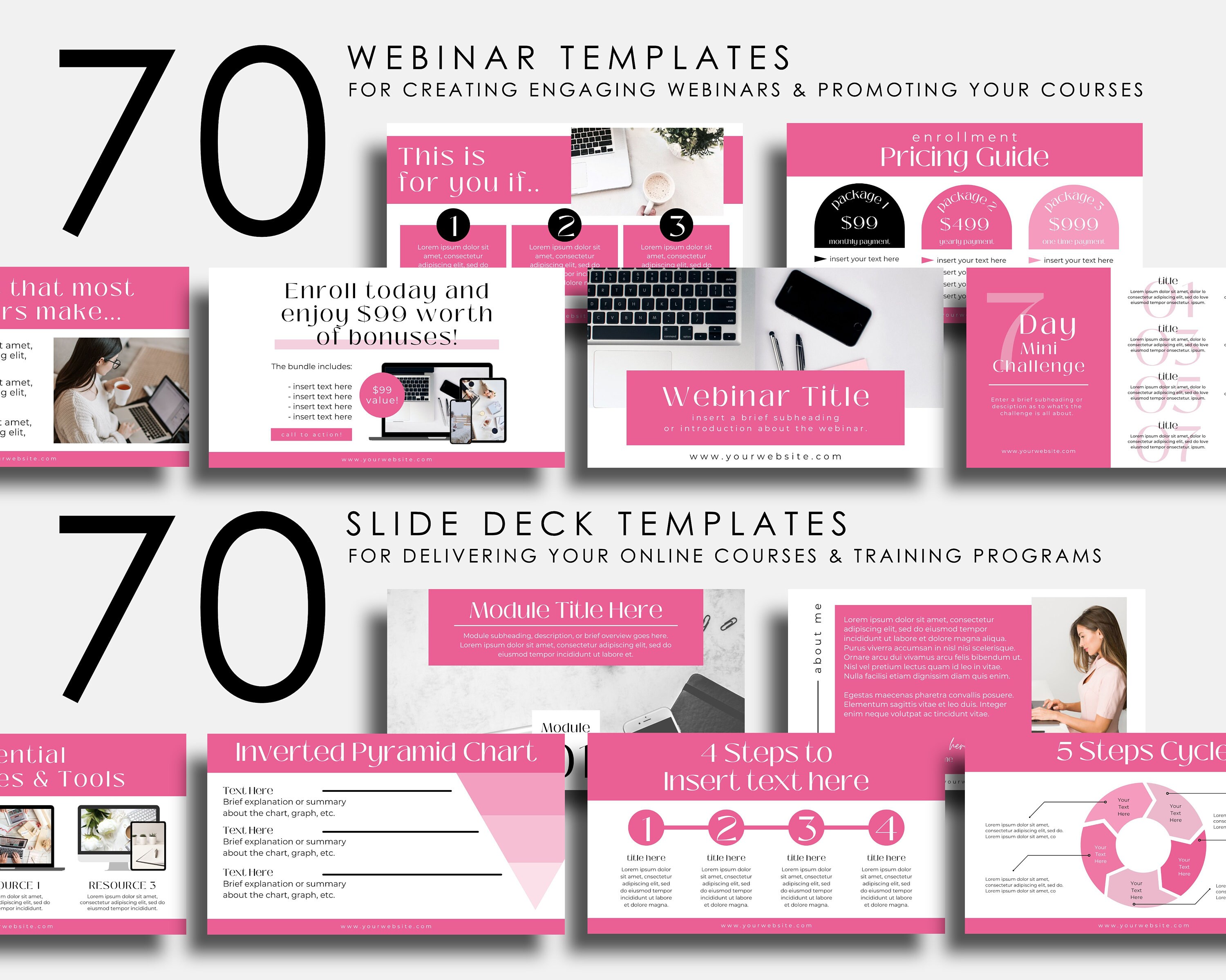 Webinar Template & Slide Deck Presentation Template Canva, Course ...