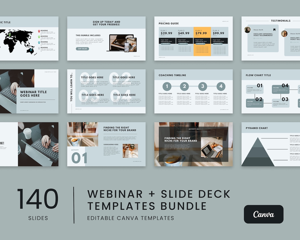 Webinar Template & Slide Deck Template Canva, Course Webinar ...