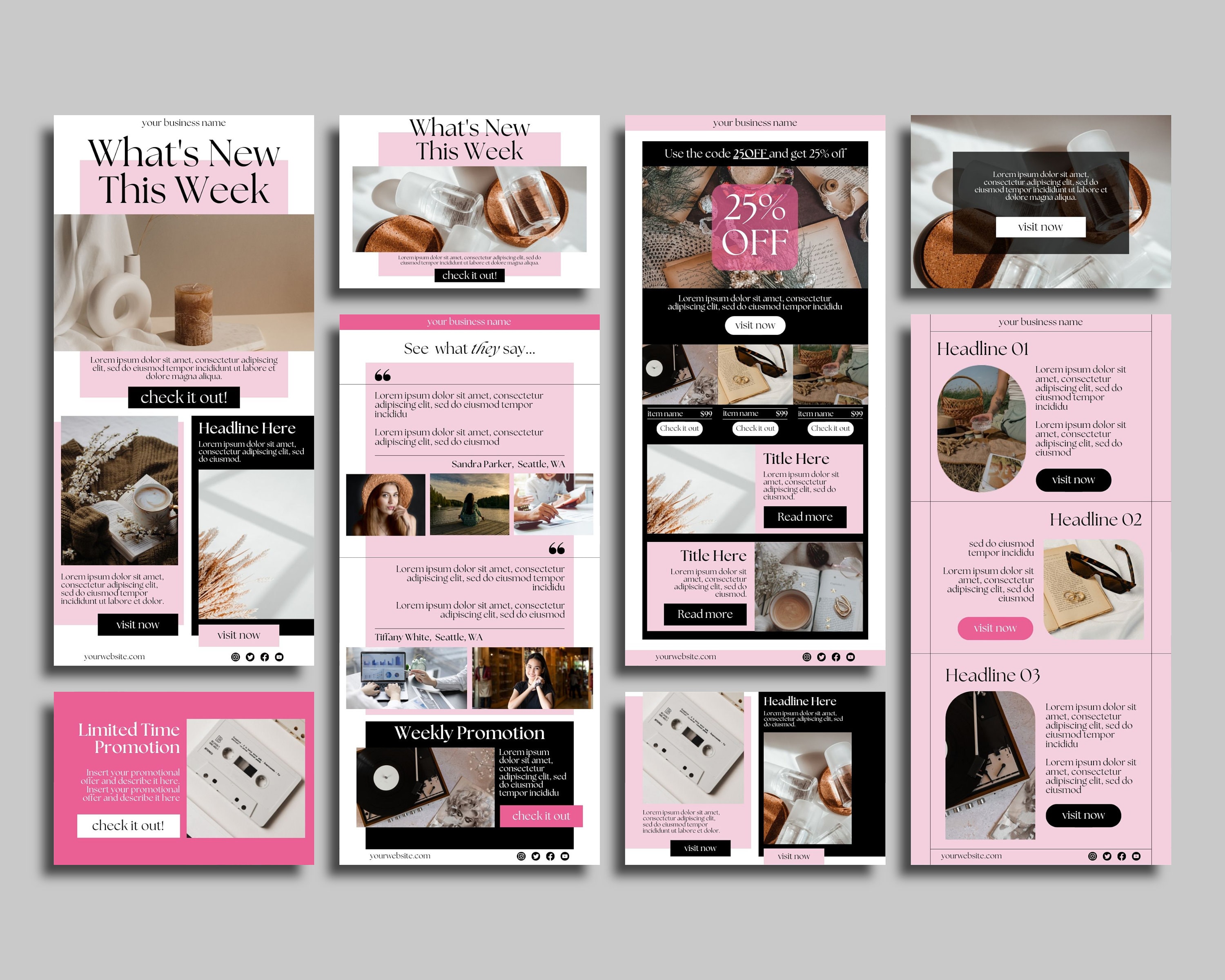 Email Newsletter Template Canva, Marketing Template Kit, Email ...