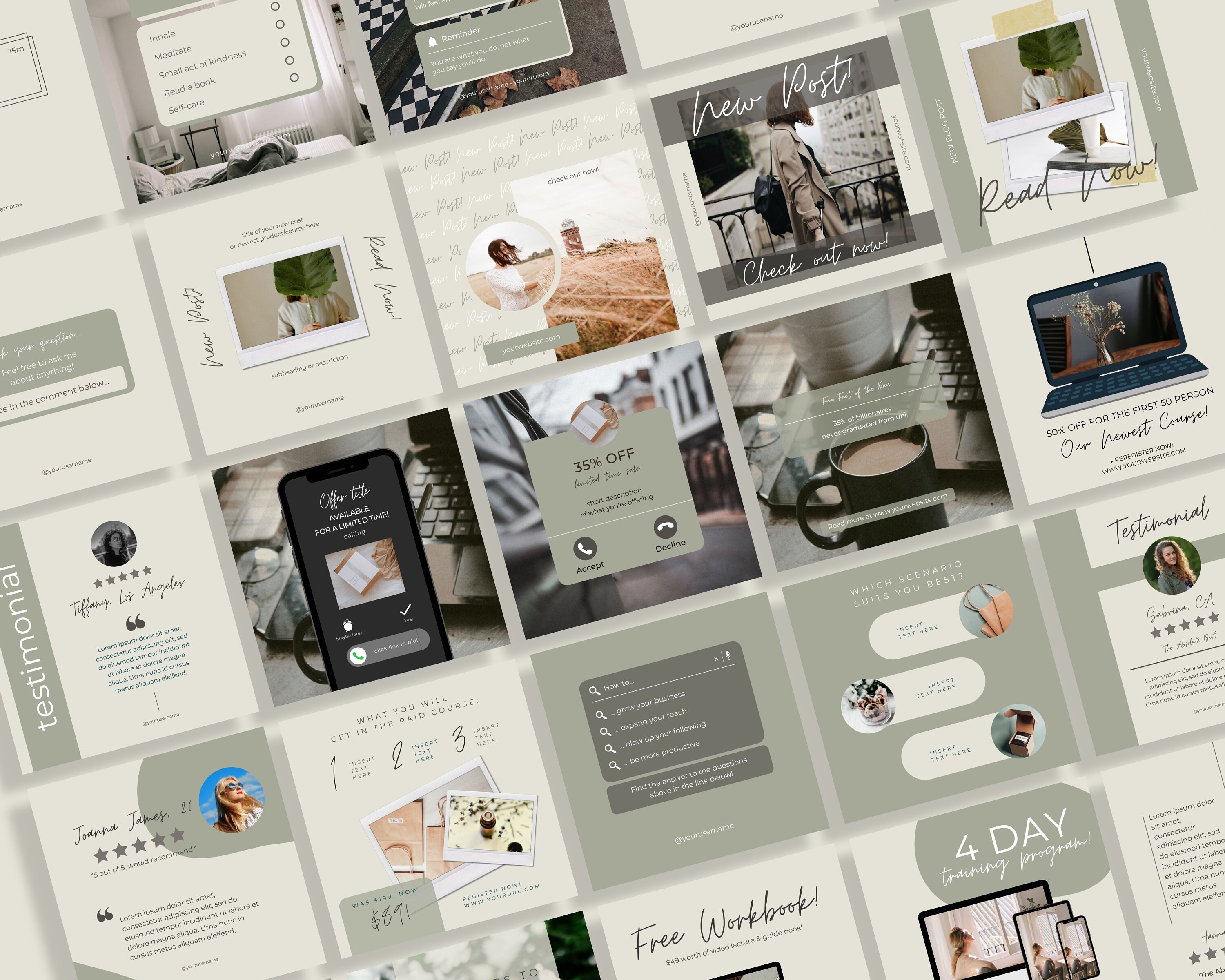 50 Instagram Post Templates | Social Media Templates Canva Engagement ...