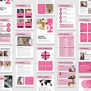 Business Plan Template, Canva Template for Business Plan, Editable Pink ...