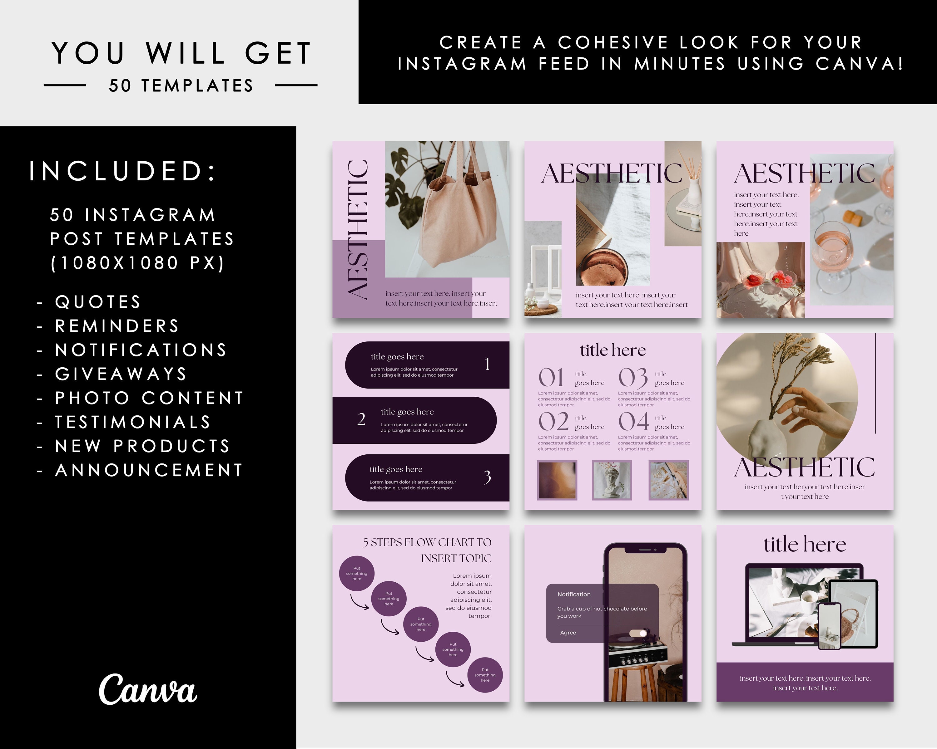 Instagram Post Templates Canva Template for Instagram for - Etsy