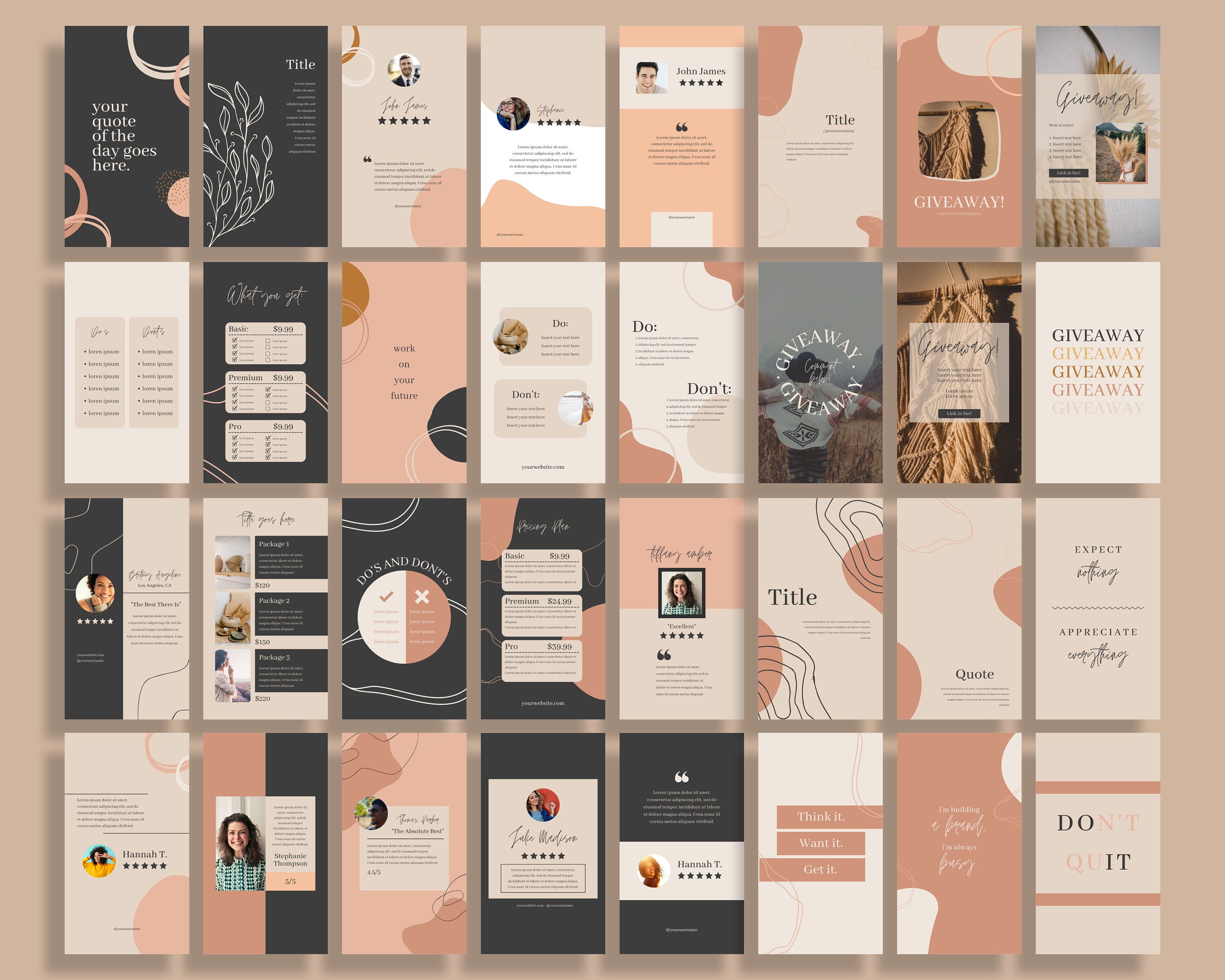 50 Boho Instagram Story Template Canva, Engagement Instagram Nude Beige ...