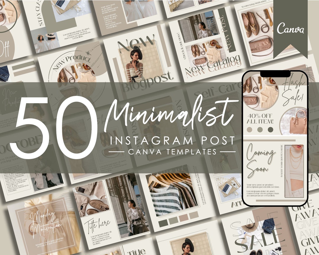 50 Neutral Minimalist Instagram Post Templates | Canva Templates for ...