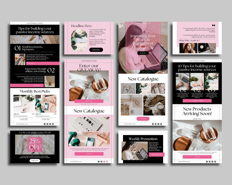 Email Newsletter Template Canva, Marketing Template Kit, Email ...