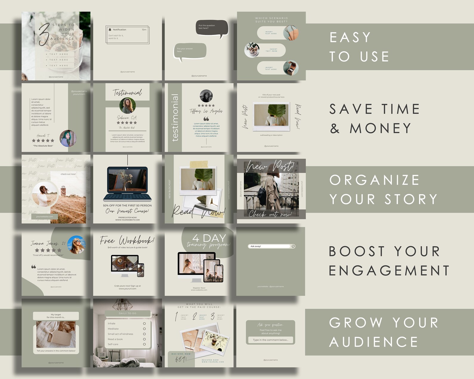 50 Instagram Post Templates | Social Media Templates Canva Engagement ...